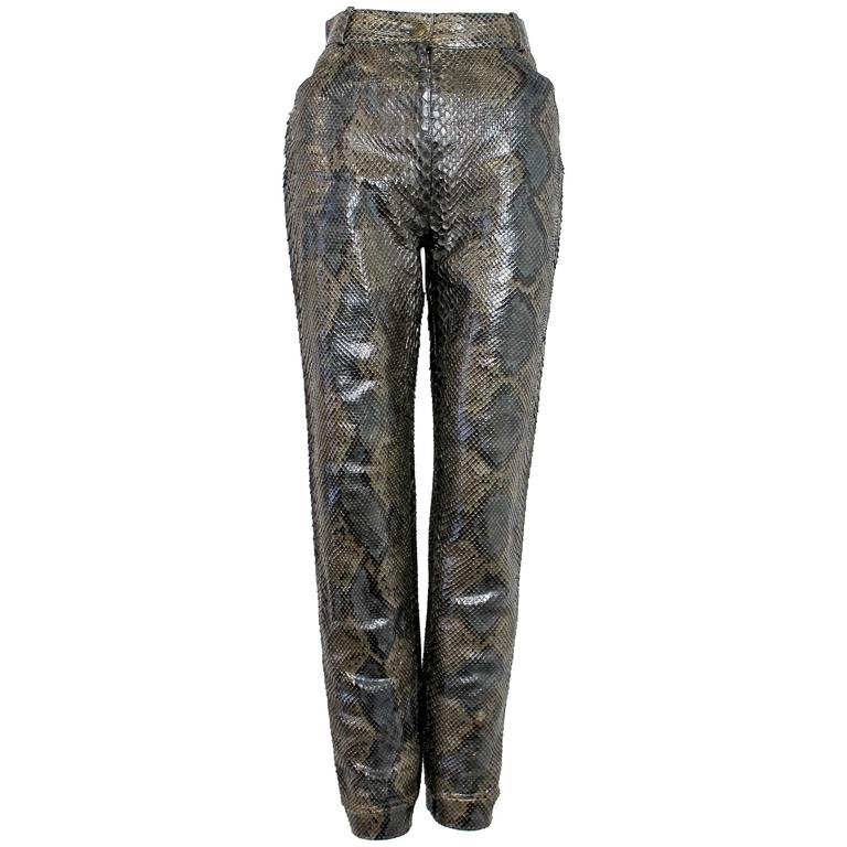 Alaia Grey Python Trousers c. 1990 at 1stDibs
