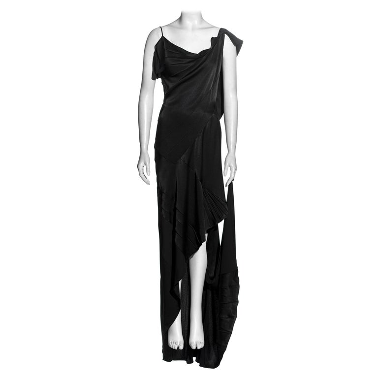 Christian Dior By John Galliano Black Bias Cut Evening Dress With Train