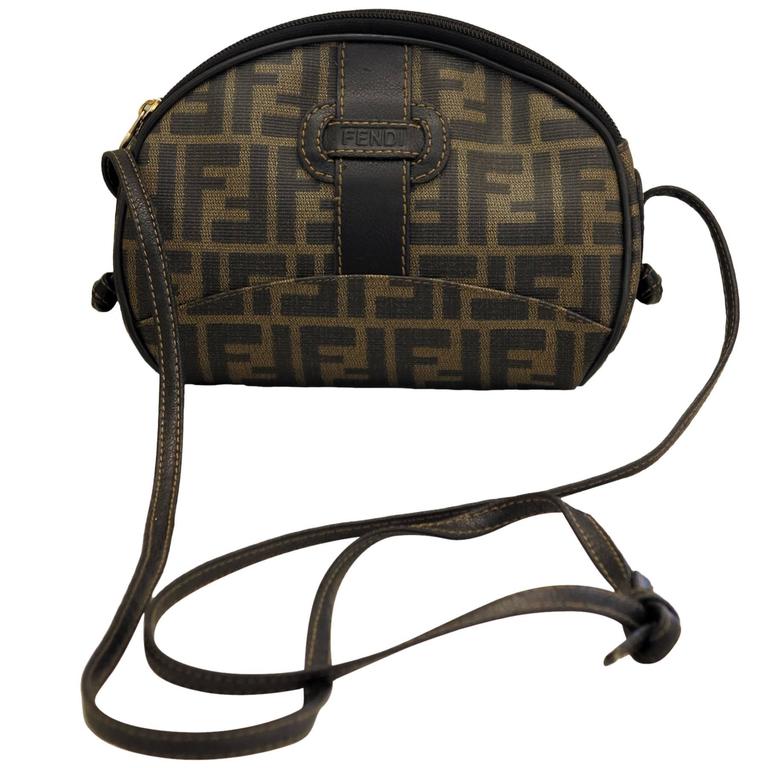 Fendi logo canvas cross body small hand bag 1980s at 1stDibs