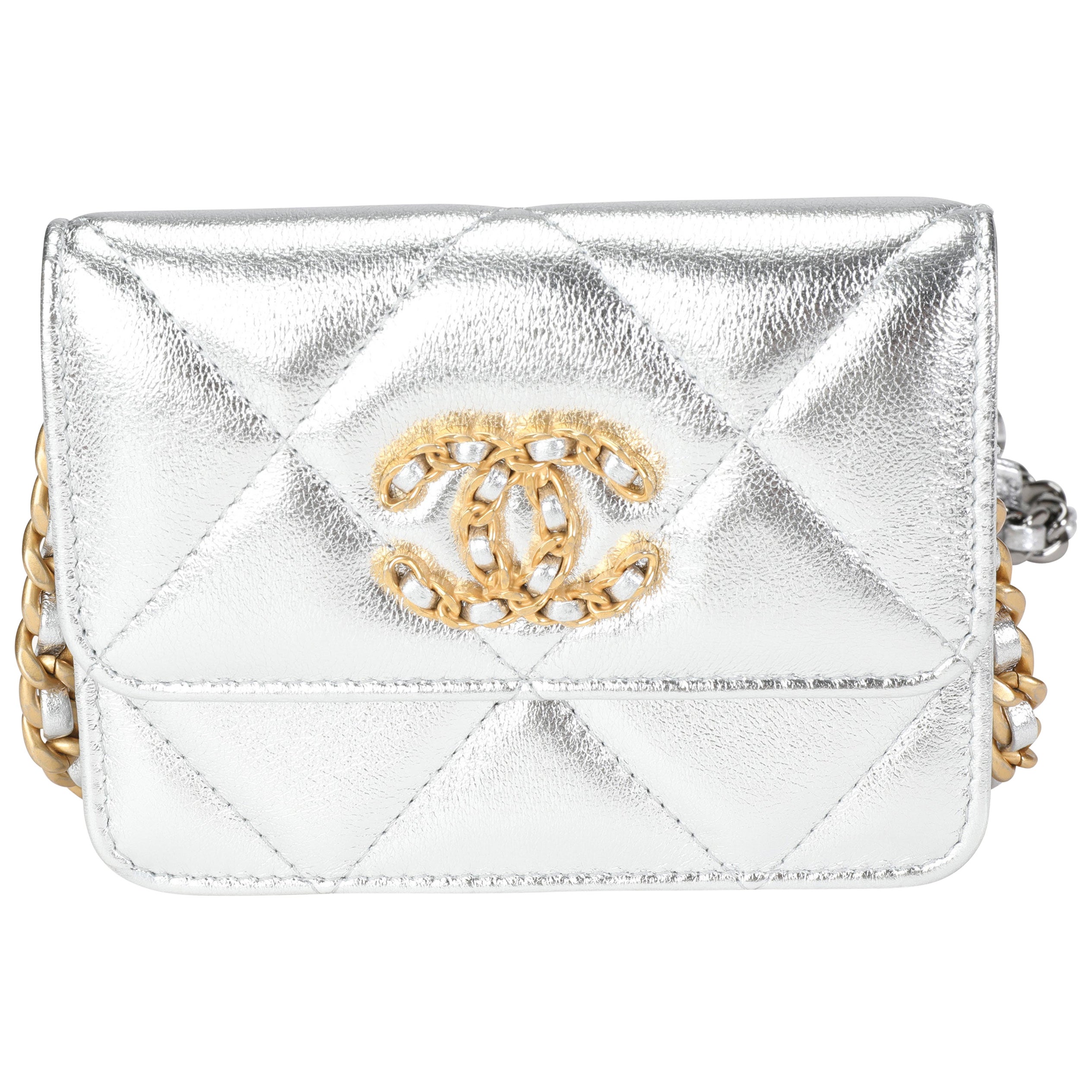 Chanel Silver Embossed Precious Symbols Single Flap Bag For Sale at 1stDibs