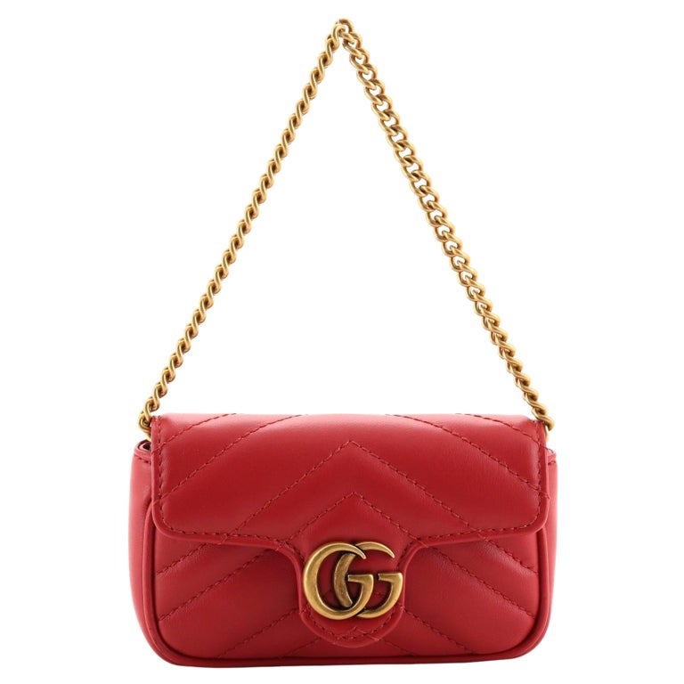 Gucci GG Marmont Coin Purse on Chain Matelasse Leather at 1stDibs