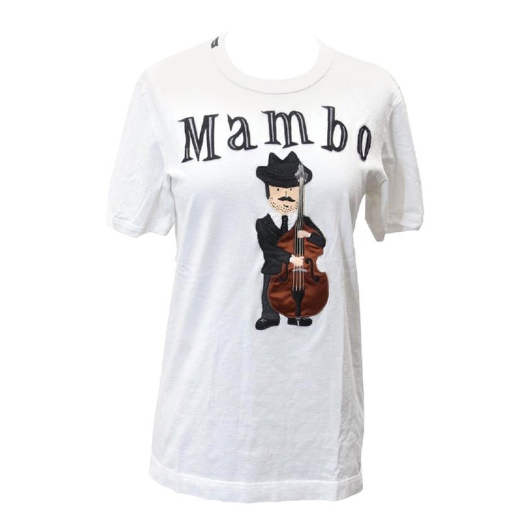 Dolce and Gabbana White Mambo Musician Embroidered Patch Short-Sleeve S ...