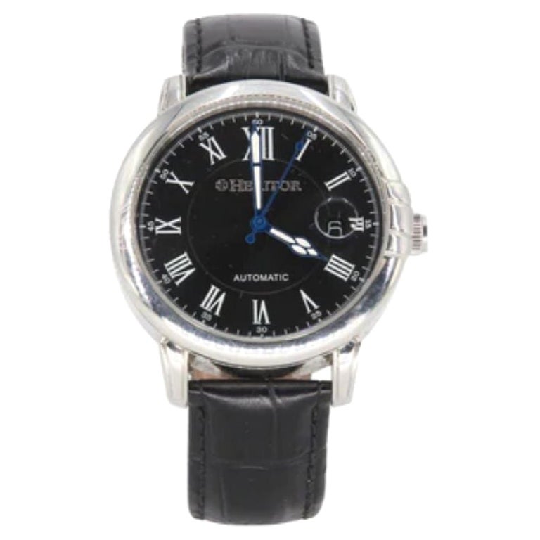 Heritor Genuine Leather Alligator Strap Stainless Steel Men's Watch For ...