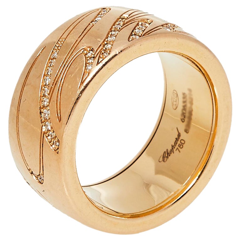Chopard Chopardissimo Diamond 18K Rose Gold Rolling Band Ring Size 57 ...