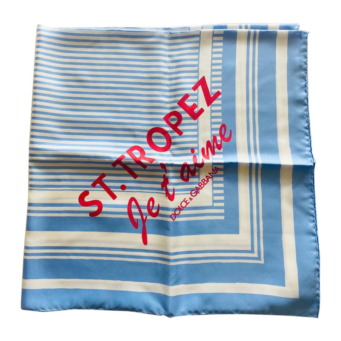 Dolce and Gabbana Silk Square I LOVE ST. TROPEZ theme scarf at 1stDibs