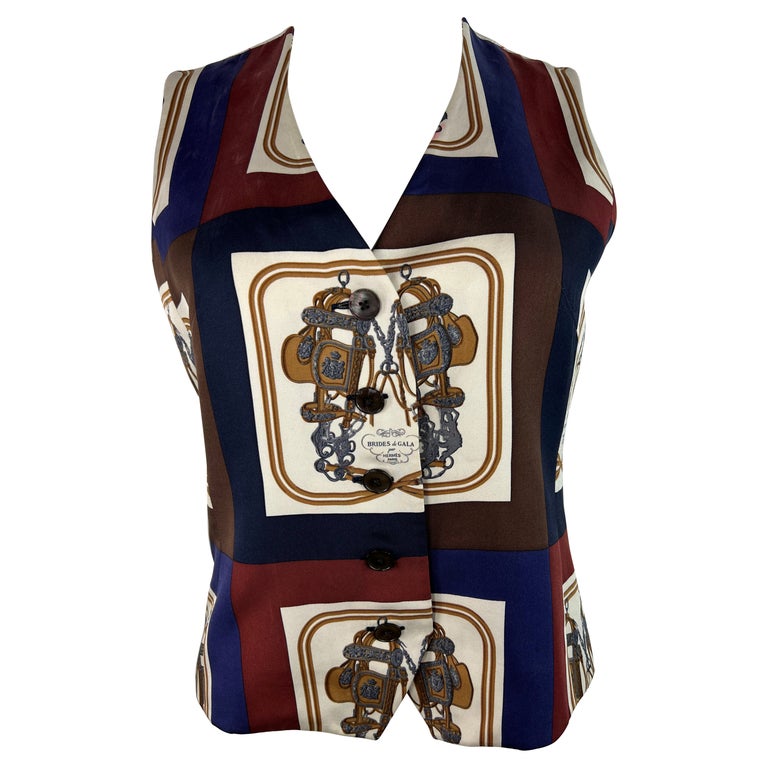 Vintage Hermès Paris Brides De Gala Silk Vest, Size 38 For Sale at 1stDibs