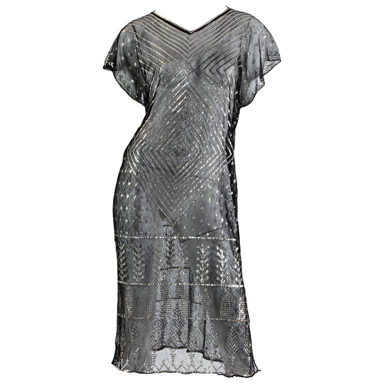 1920s Egyptian Assuit Metal and Cotton Net Dress at 1stDibs