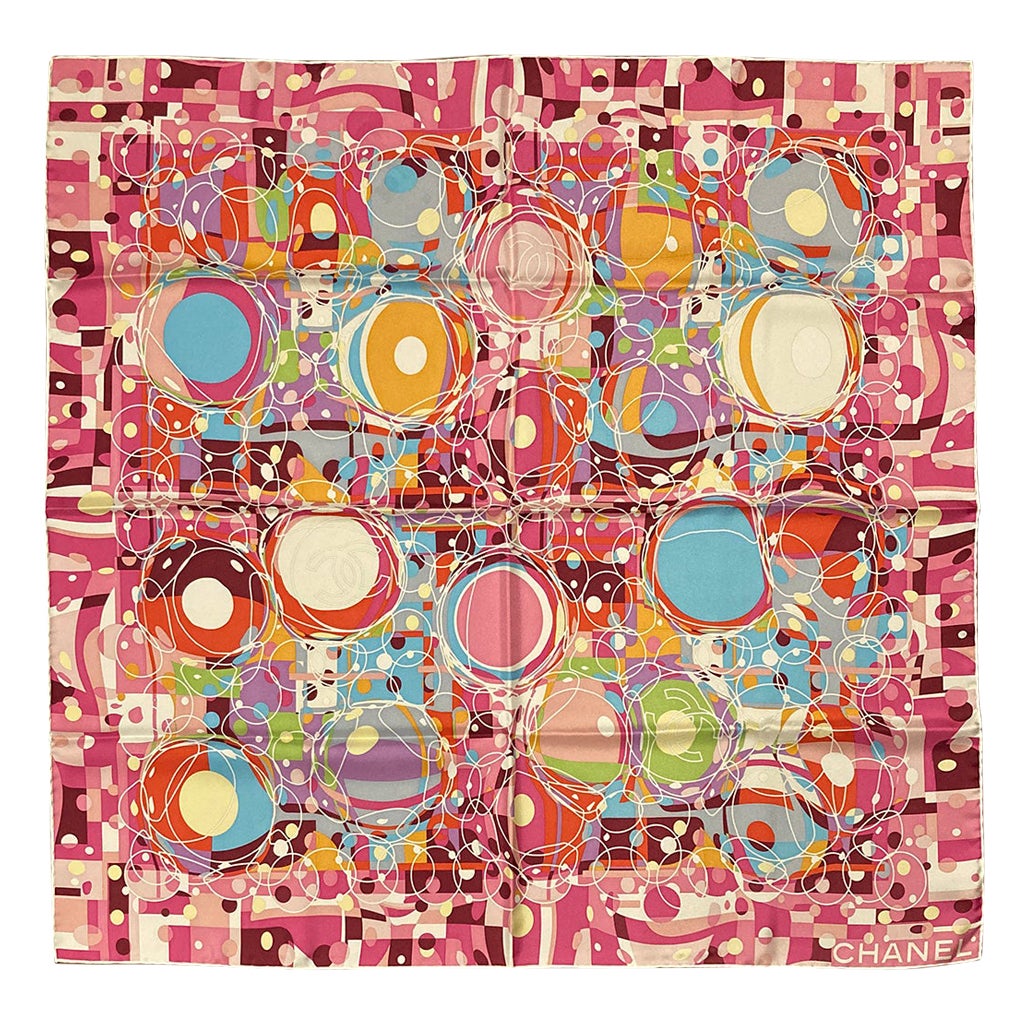 Chanel White, Red and Blue Logo Scarf at 1stDibs