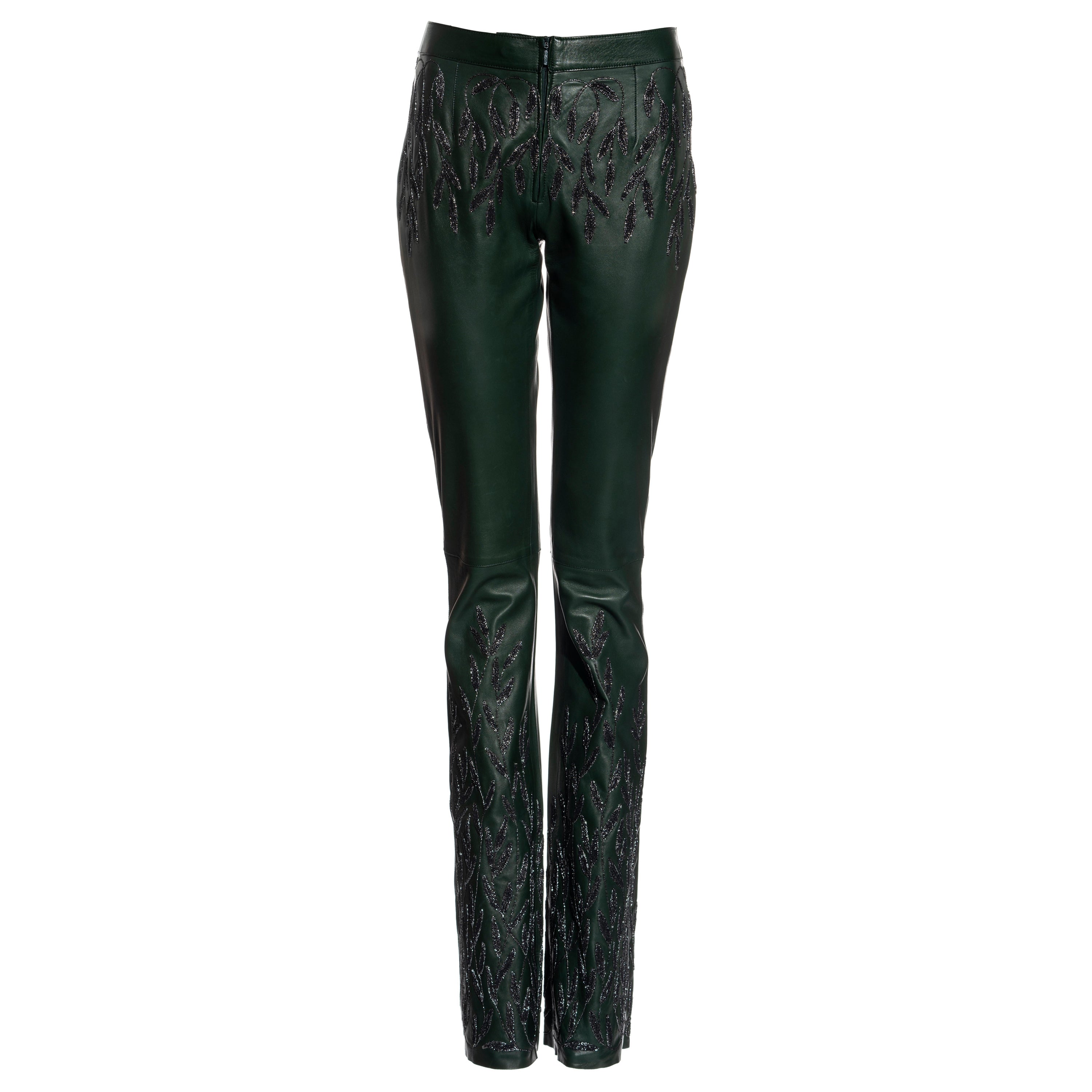 Gucci By Tom Ford Black Embroidered Lace And Mesh Flared Evening Pants