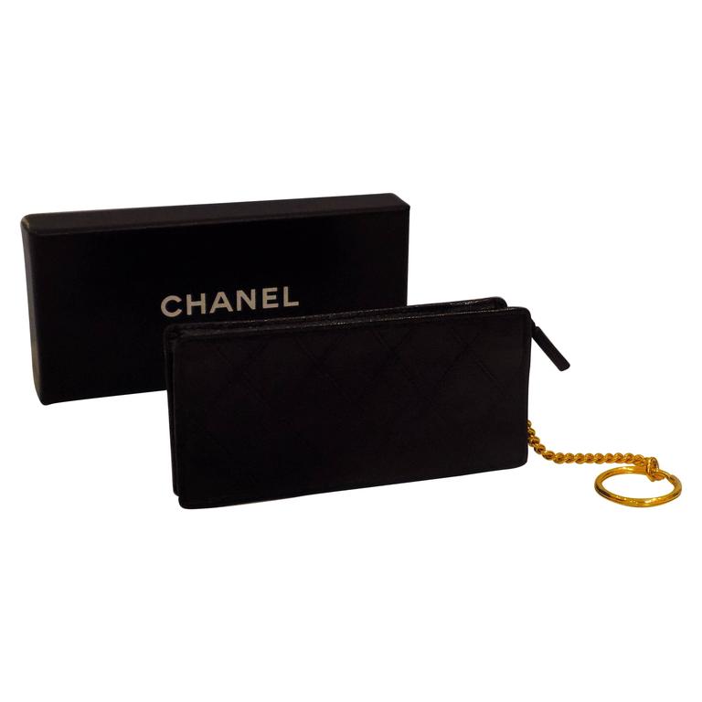 Chanel Black Leather Key Chain at 1stDibs