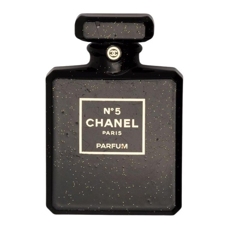 2021 Chanel Black N 5 Perfume Bottle Brooch For Sale at 1stDibs