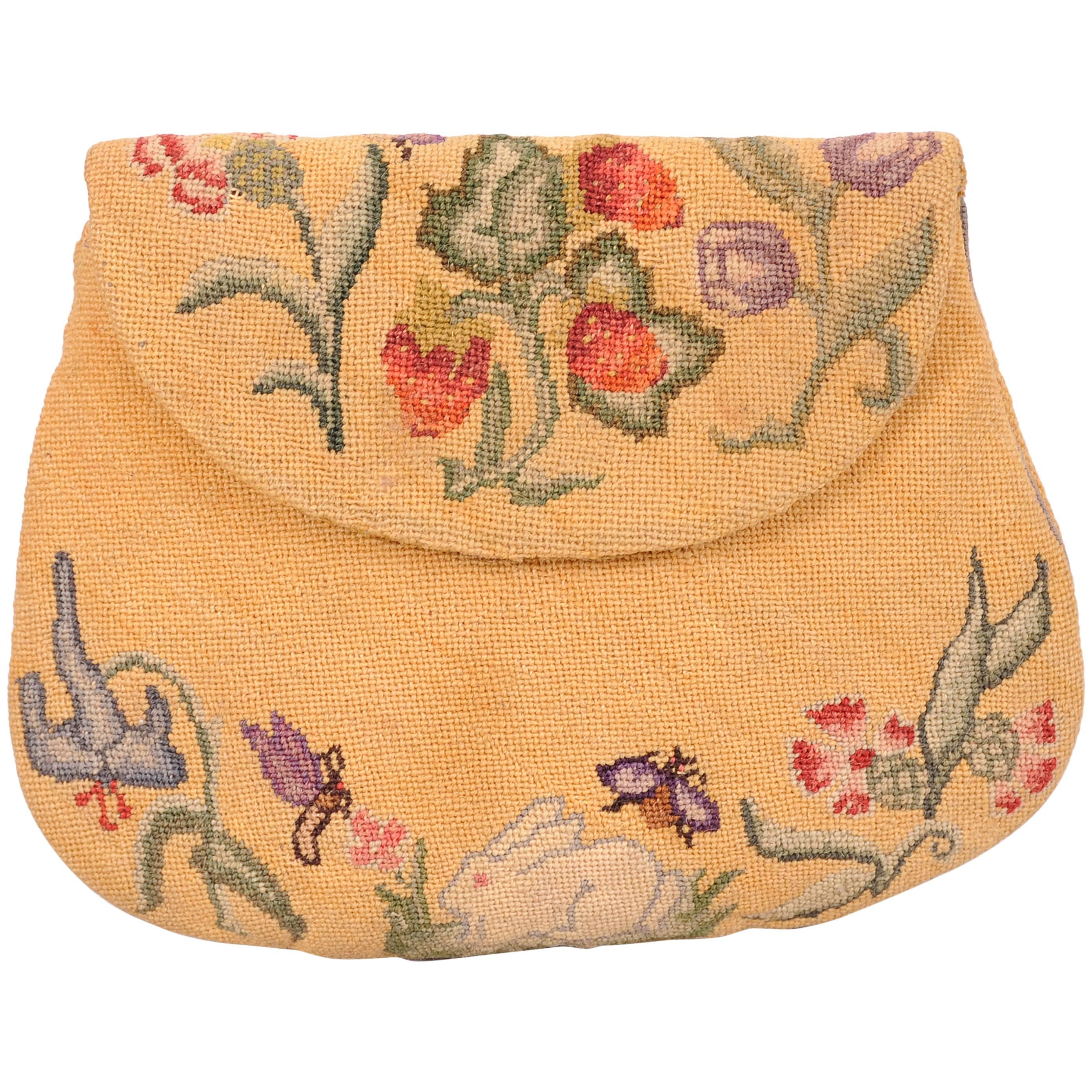 Garden Motif Petit Point Bag from J P Morgan family estate at 1stDibs