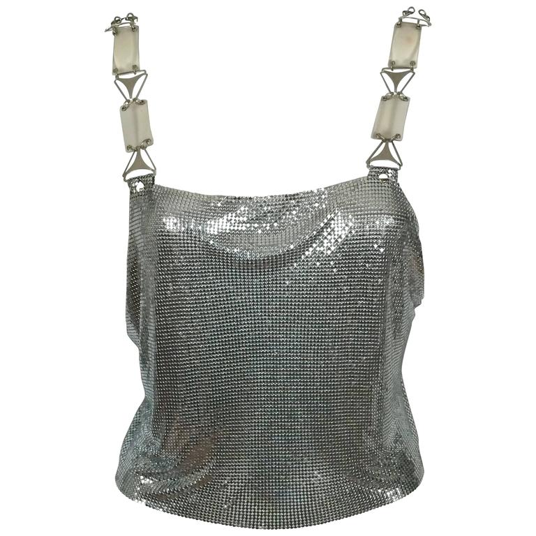 Paco Rabanne Style Silver Metal Mesh Tank Top at 1stDibs | metal mesh top