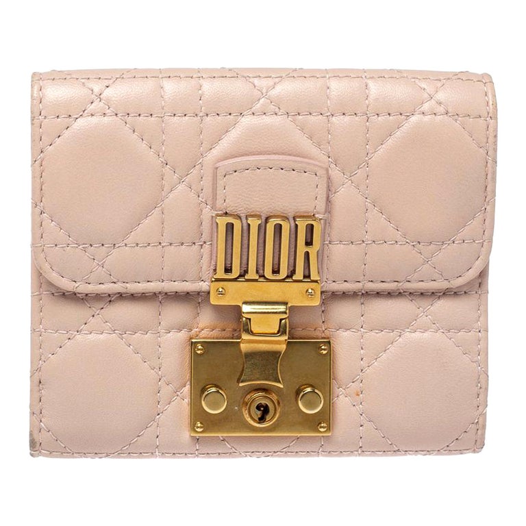 Dior Powder Pink Cannage Leather Dioraddict French Wallet at 1stDibs