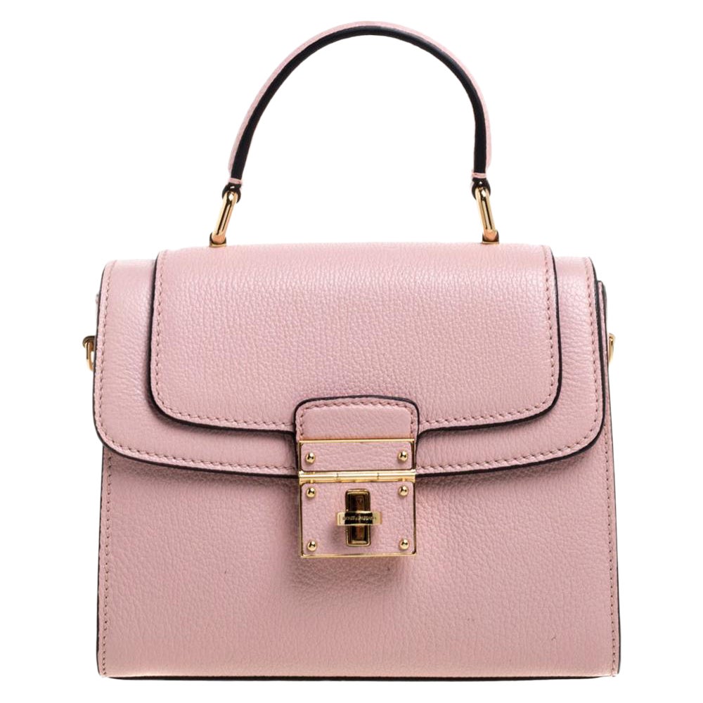 Dolce and Gabbana Blush Pink Leather Medium Miss Sicily Top Handle Bag ...