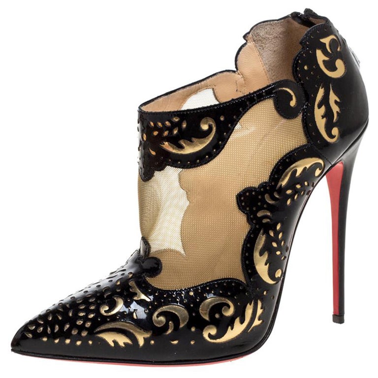 Christian Louboutin Black Patent Leather And Mesh Madolina Lazer ...