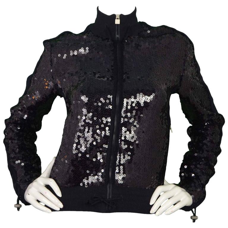 Chanel Navy Sequin Track Sweater Jacket sz 36 at 1stDibs | sequin track ...