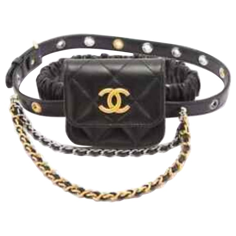 Chanel Garter Thigh Micro Mini Bag with Chains For Sale at 1stDibs