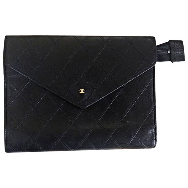 Vintage CHANEL goatskin black wallet, bill, card, checkbook, and ...