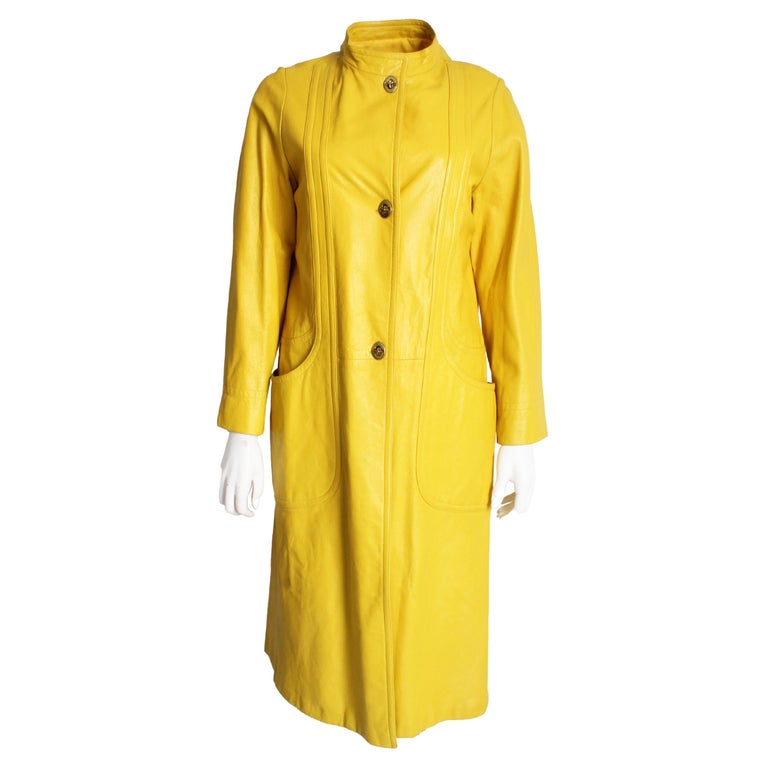 Bonnie Cashin for Sills Coat Long Leather Jacket Bright Yellow Mod ...
