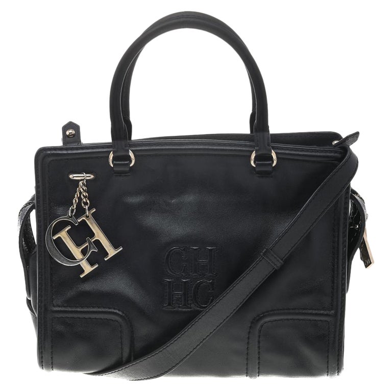 Carolina Herrera Black Leather CHCH Logo Tote at 1stDibs