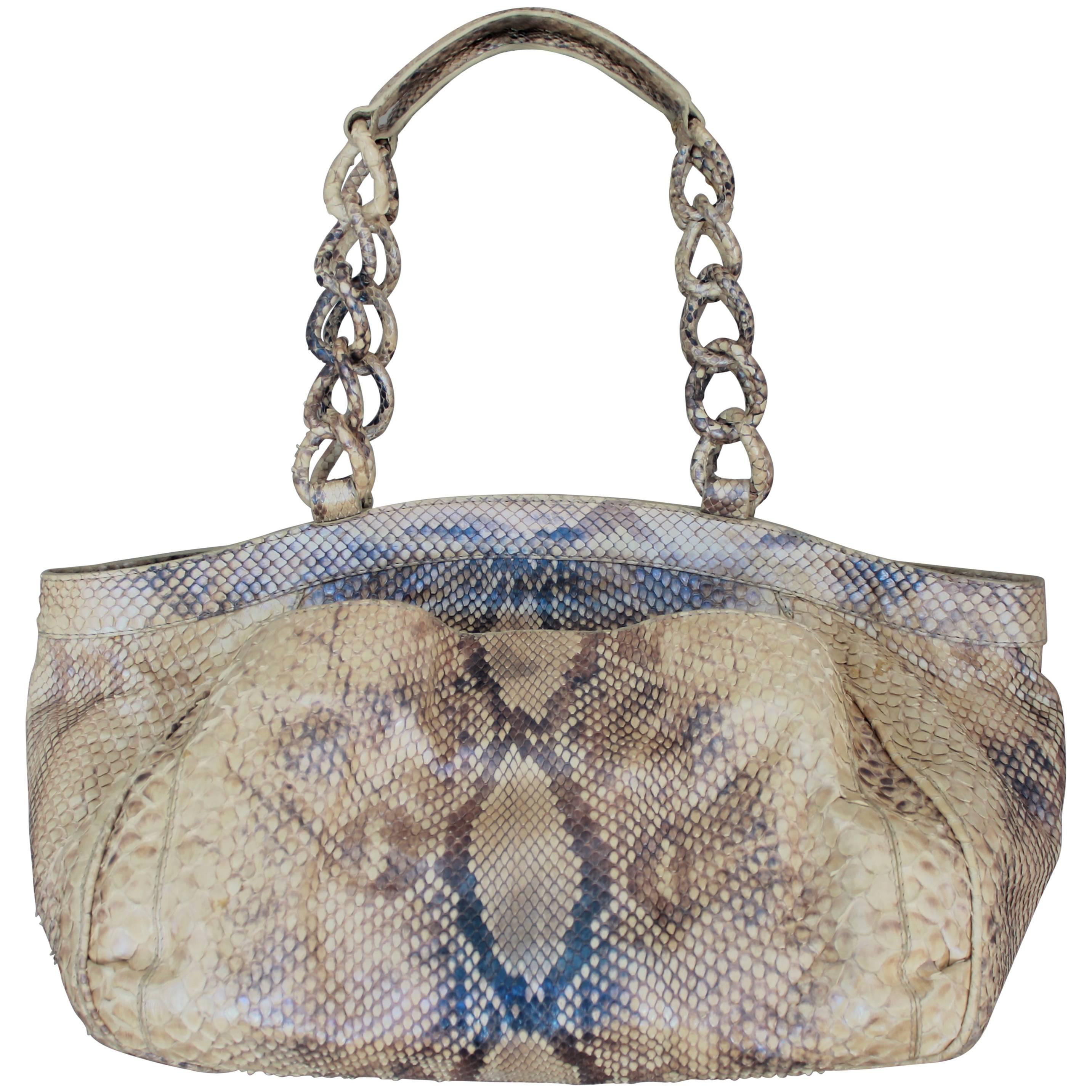Nancy Gonzalez Earthtone Metallic Python Shoulder Bag For Sale at 1stDibs