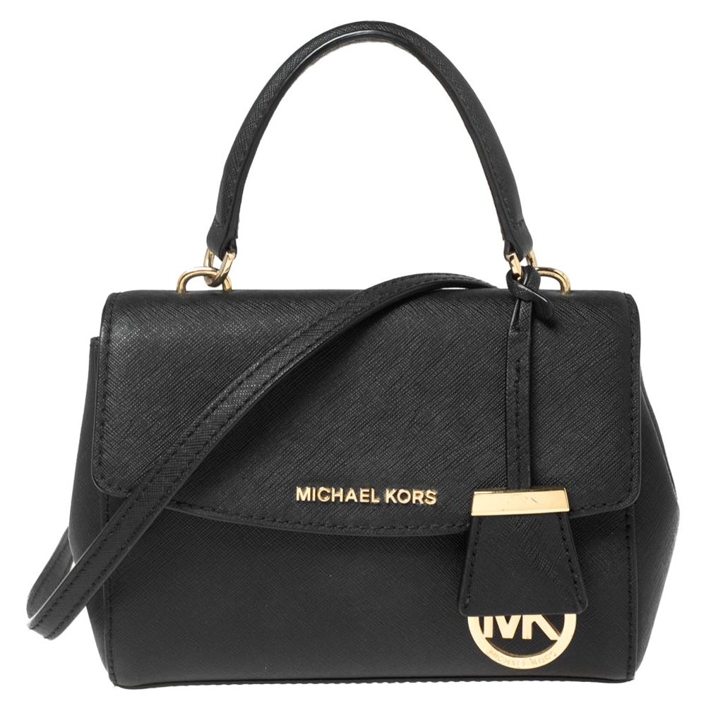 Michael Kors Black Leather Mini Ava Crossbody Bag For Sale at 1stDibs