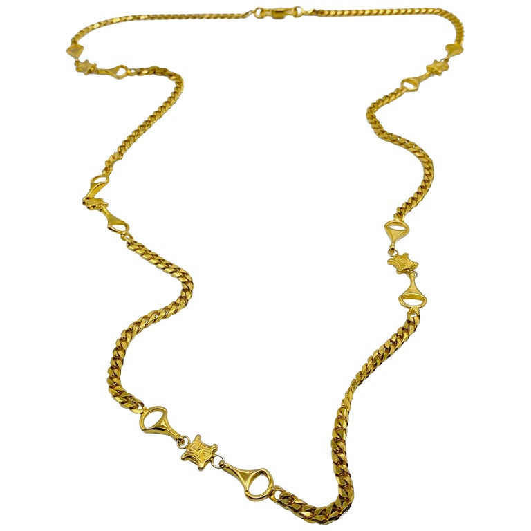 Vintage Celine Gold Plated Chain Necklace 1980s at 1stDibs
