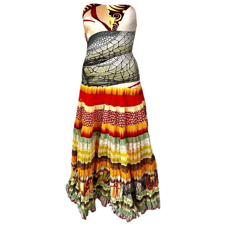 Jean Paul Gaultier S/S 2005 Runway Abstract Salvador Dali Print Maxi ...