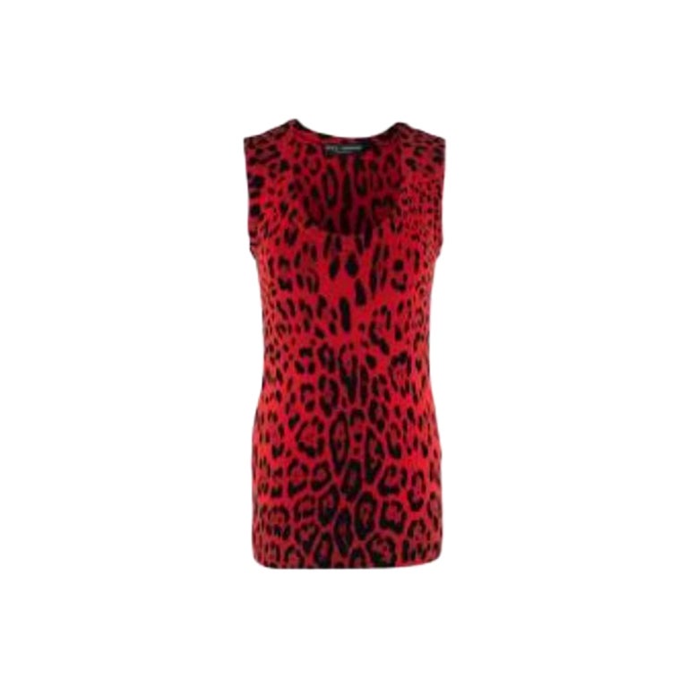 Red Leopard Print Woolen Tank Top For Sale at 1stDibs