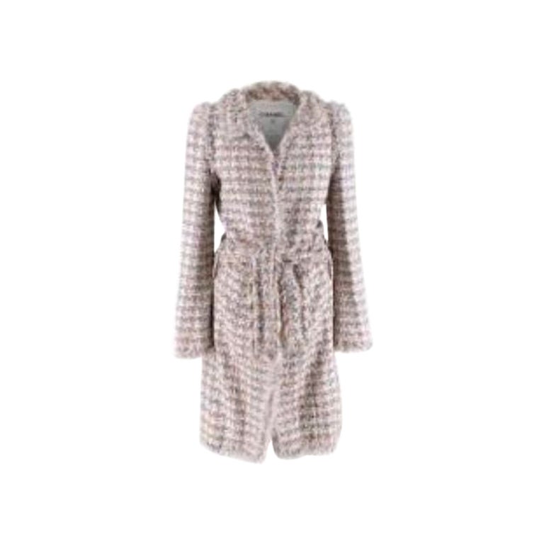 Pastel fantasy tweed belted jacket For Sale at 1stDibs