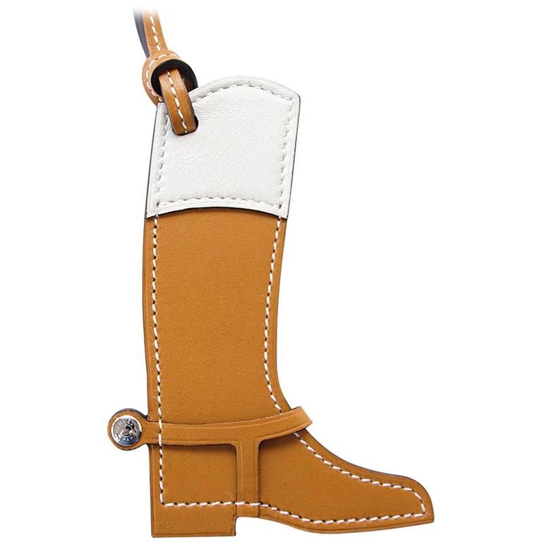 Hermes Paddock Botte Equestrian Boot Sable and Craie Bag Charm at 1stdibs