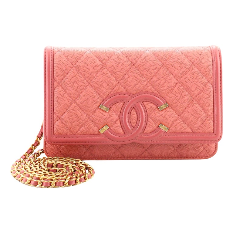 Chanel Filigree Wallet on Chain Quilted Caviar at 1stDibs