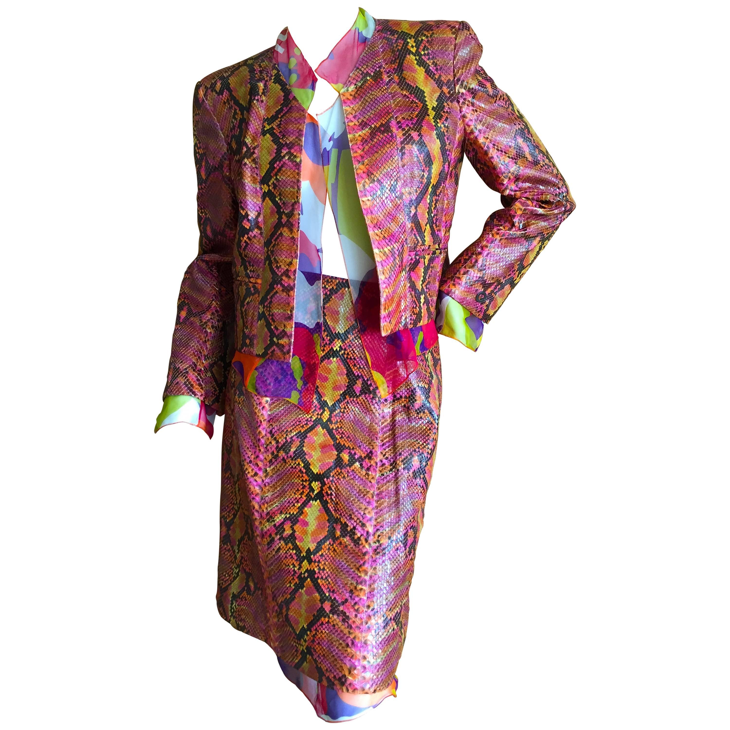 Chanel Unworn Techicolor Snakeskin Suit Size 40 For Sale at 1stDibs