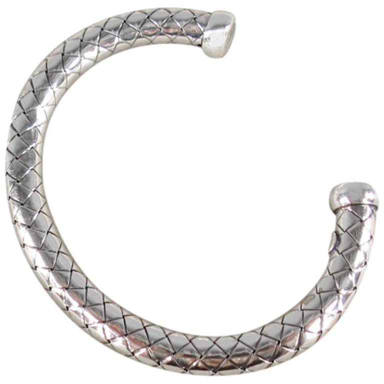 BOTTEGA VENETA Sterling Silver Braided Bangle Bracelet at 1stDibs