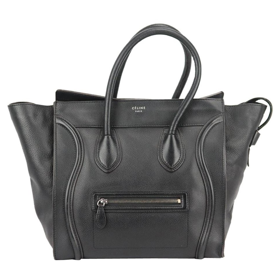 Celine Black Leather Medium Edge Top Handle Bag at 1stDibs