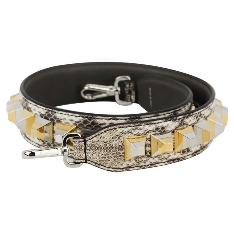 Fendi Studded Python Effect Leather Bag Strap For Sale at 1stDibs
