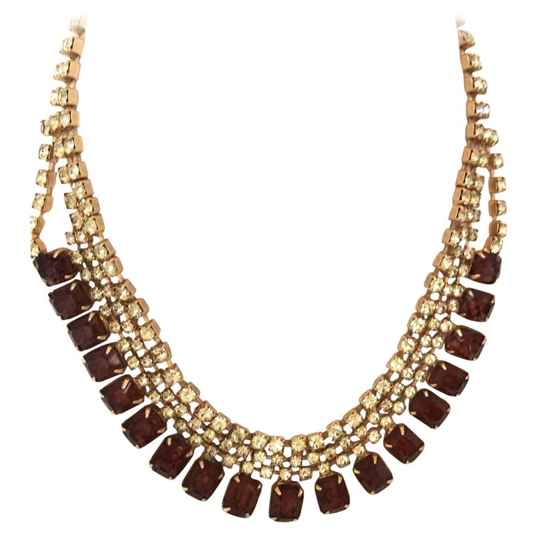 Fabulous Vintage Rhinestone Necklace - 1950's For Sale at 1stDibs