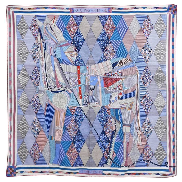 Hermes cashmere silk shawl 140cm - Patchwork Horse at 1stDibs | hermes patchwork horse
