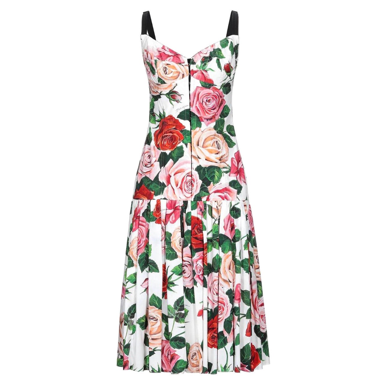 Dolce and Gabbana Multicolor Silk Floral Sicily Maiolica Midi Dress ...