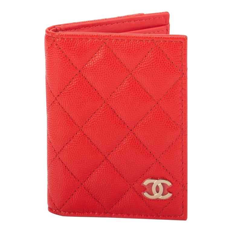 Chanel New Coral Caviar Bifold Wallet For Sale at 1stDibs