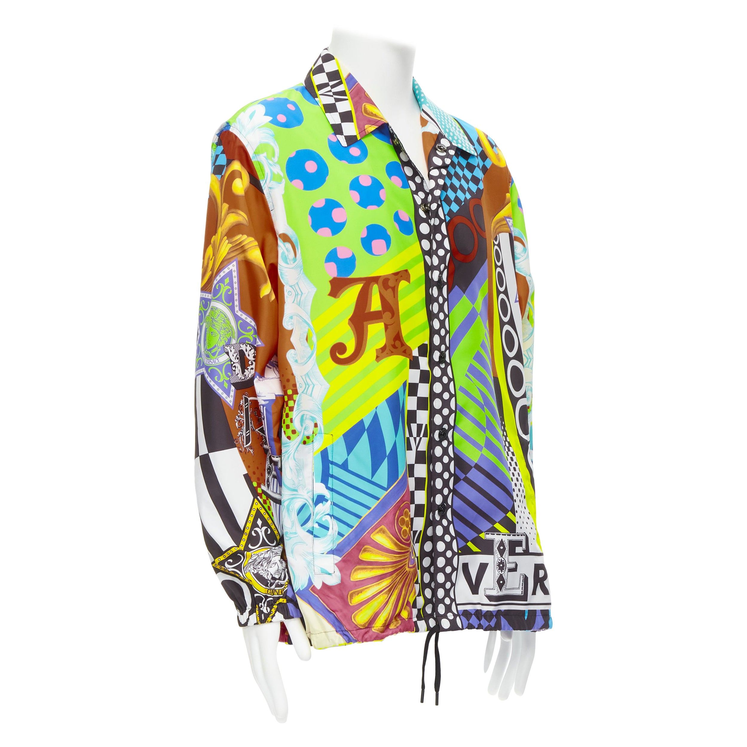 new VERSACE 2020 Runway Iconic Jungle print Medusa button green blazer ...