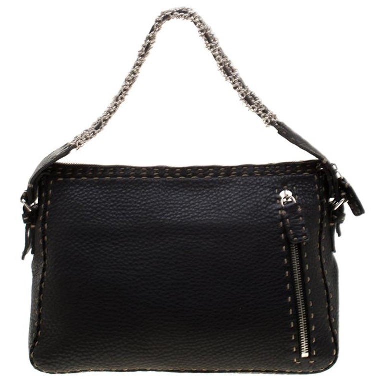 Fendi Black Leather Shoulder Bag For Sale at 1stDibs