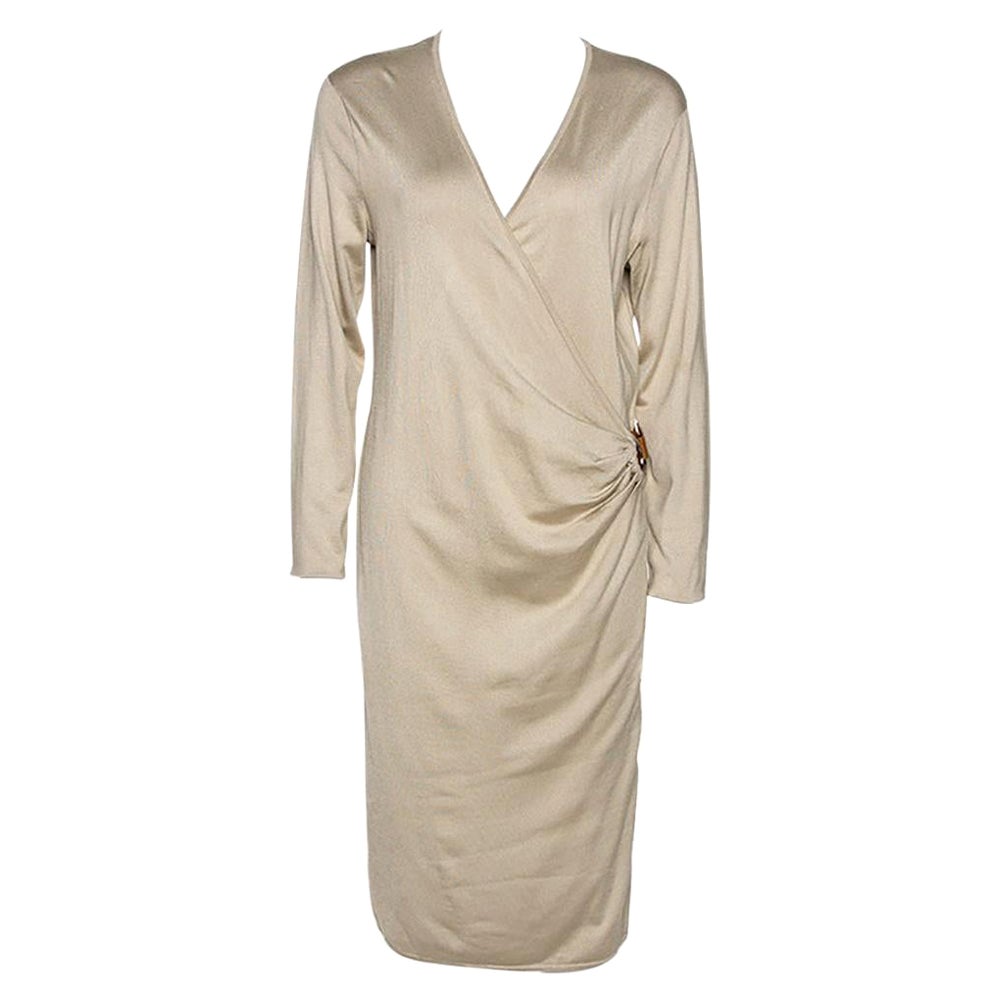 Chloe Pinky Beige Silk Crepon Pleated Embellished Dress S at 1stDibs ...