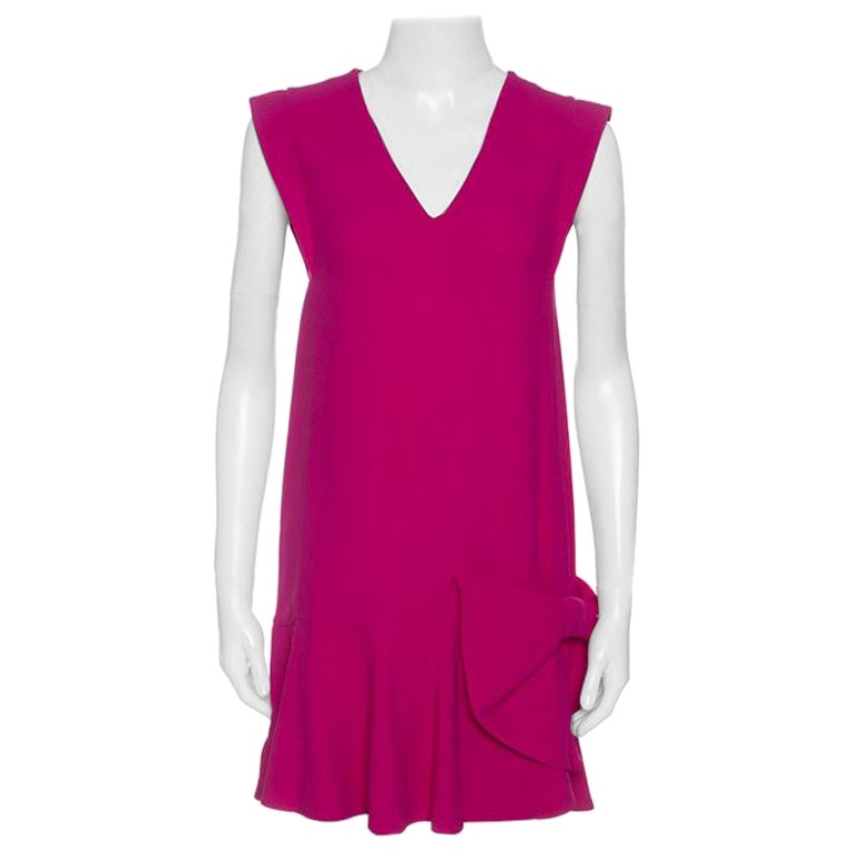 Miu Miu Pink Ruffled Bow Detail Sleeveless Dress S For Sale at 1stDibs