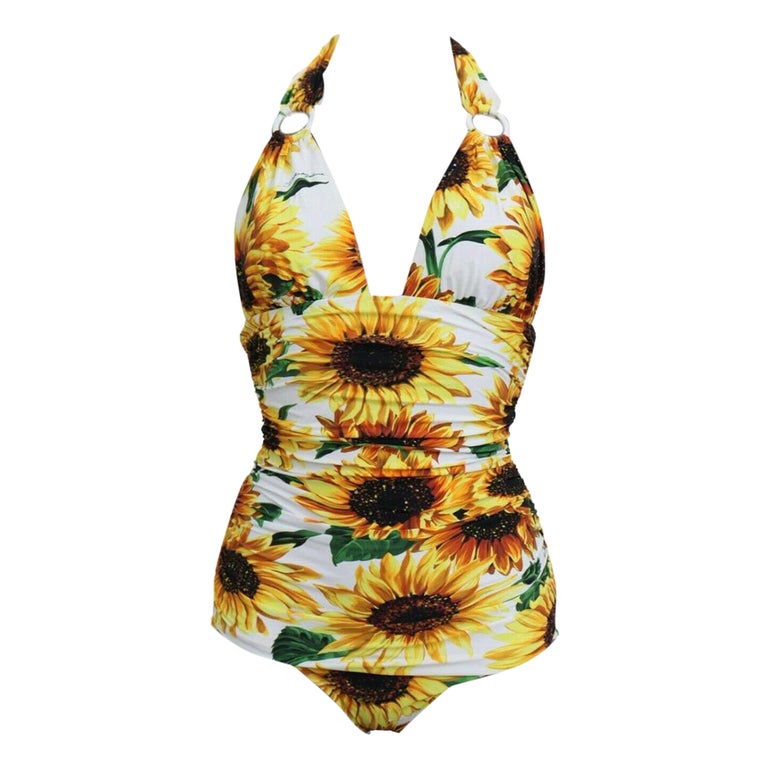 Dolce And Gabbana Multicolour Floral Sunflower Printed Bikini Swimwear
