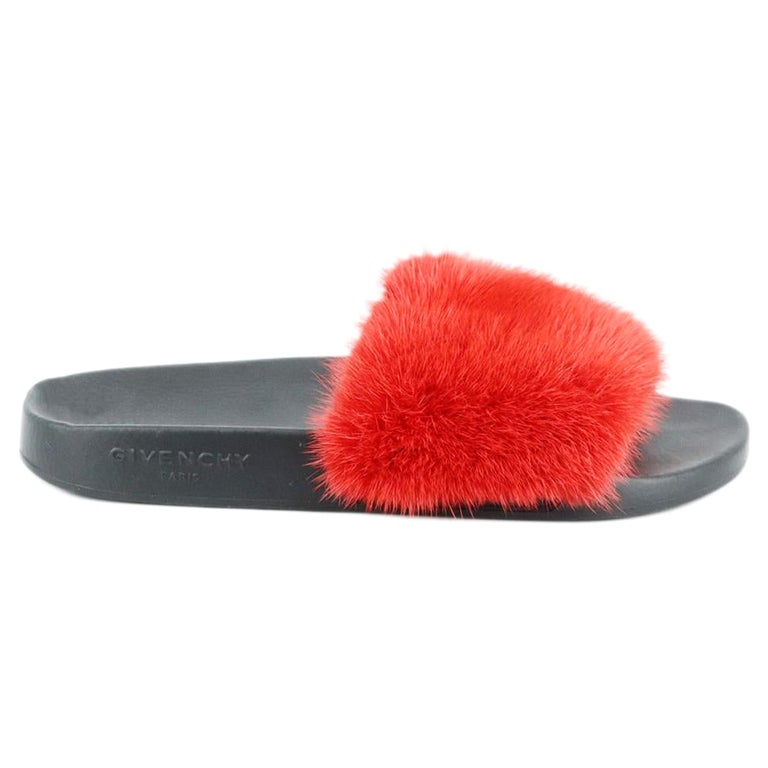 Givenchy Fur And Rubber Slides EU 38 UK 5 US 8 For Sale at 1stDibs