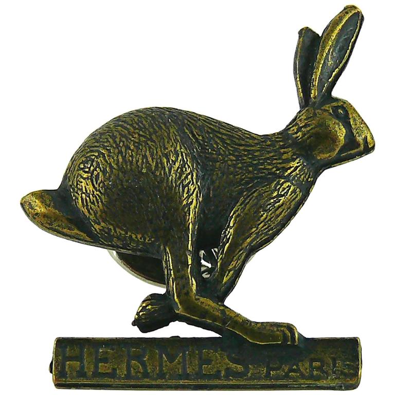 Hermes Rare Collector Bronze Hare Pin at 1stDibs