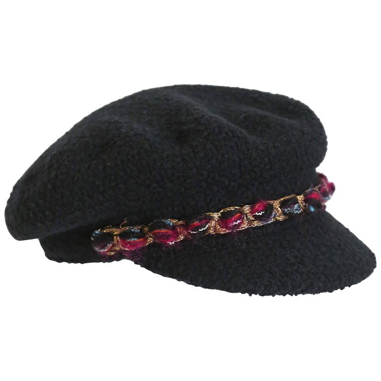 Chanel tweed newsboy cap at 1stdibs