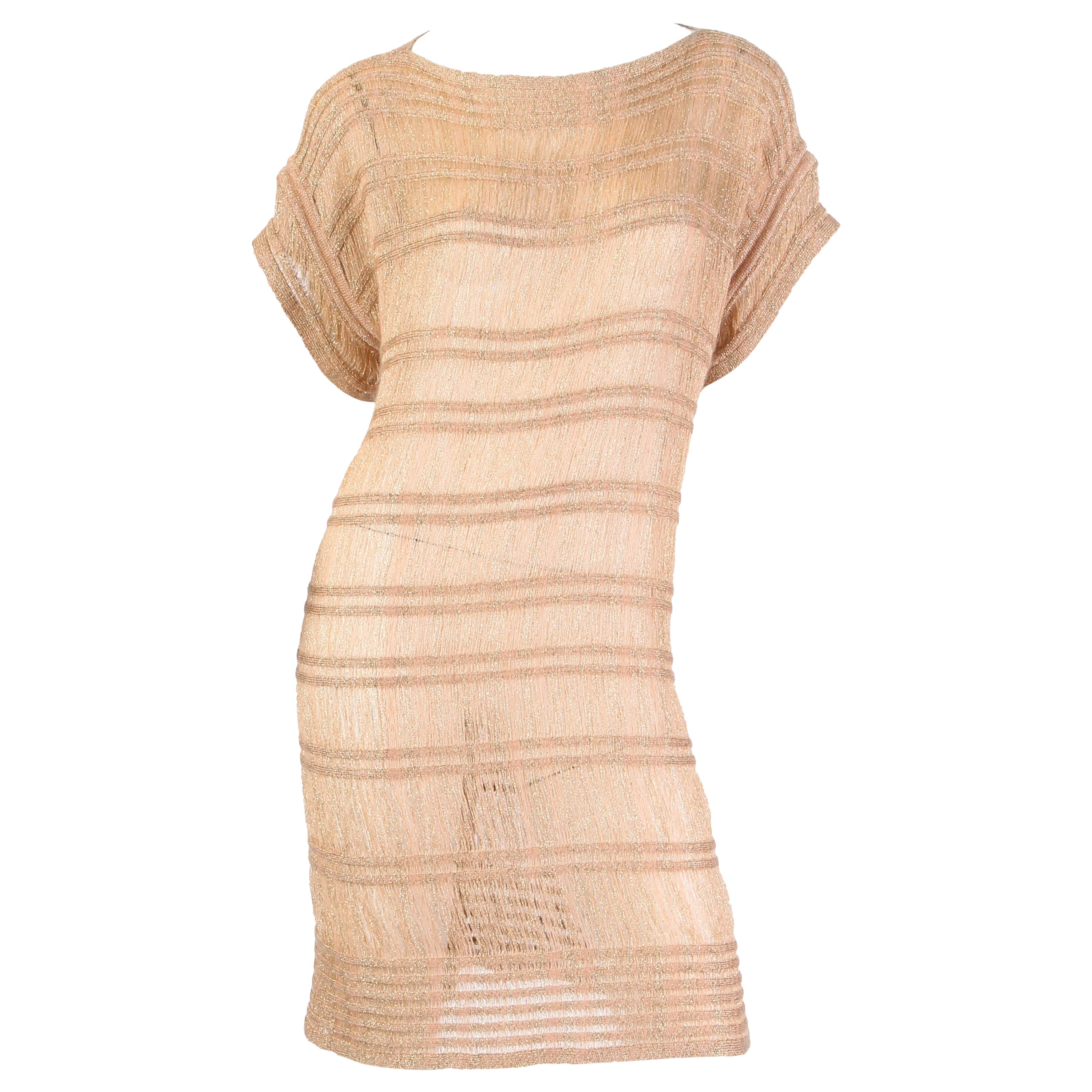 Stunning Missoni Gold Metallic Crochet Knit Kaftan Tunic Dress at 1stDibs